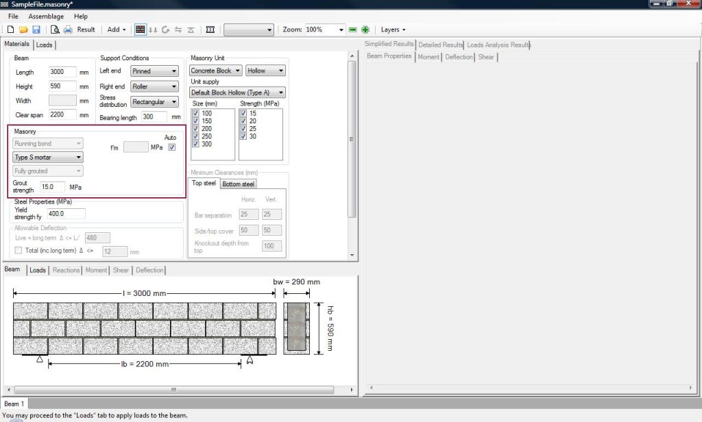 Figure 2‑9: Choosing the Masonry Properties