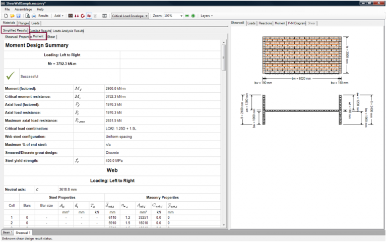 Figure 5‑93: Detailed Results (Shear Wall Properties)