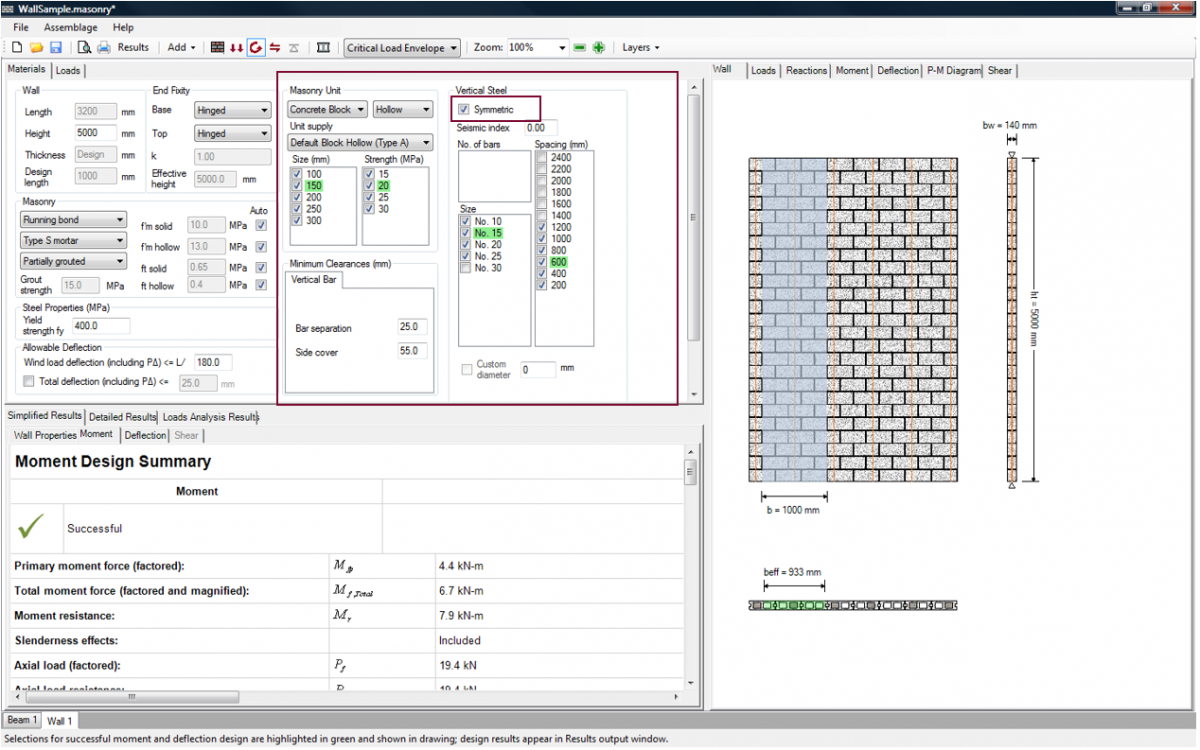 Figure 4‑19: Moment Design (Successful)