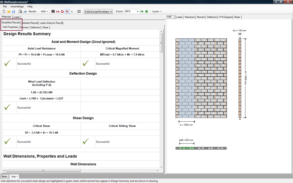Figure 4‑49: Simplified Results (Wall Properties)