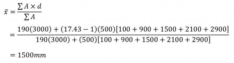 The gross cross section moment of inertia is then calculated: