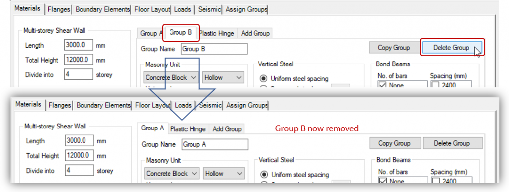 When a Group is deleted, it will no longer be listed in the row of ...