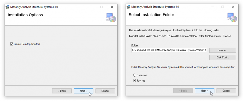 After specifying the destination, click ‘Next >’ to continue.