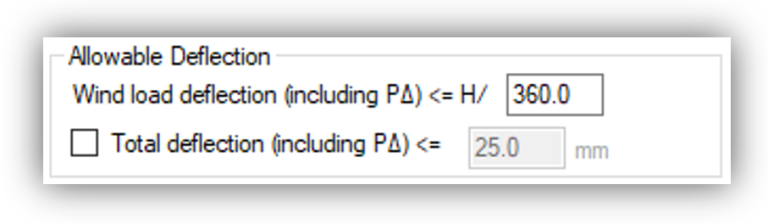 Note that by default, MASS applies a deflection limit of h/180, however ...